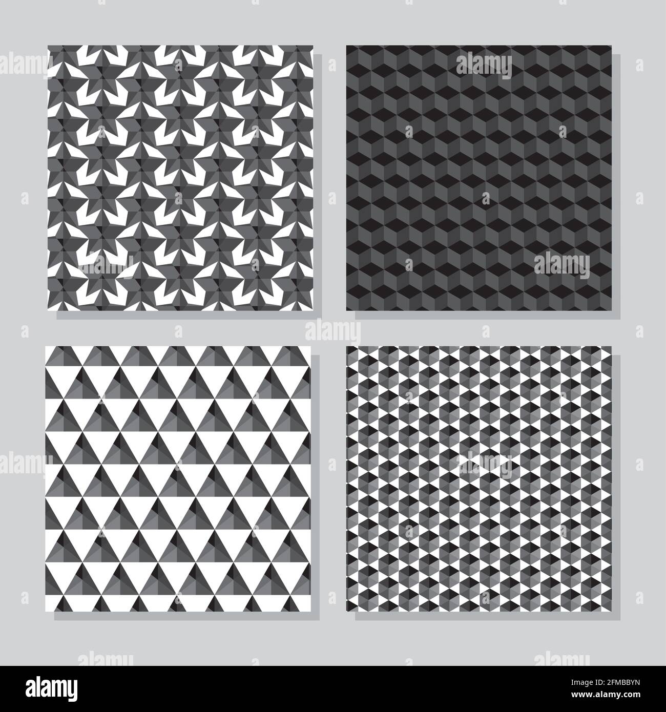 geometric monochromatic seamless patterns set Stock Vector Image & Art ...