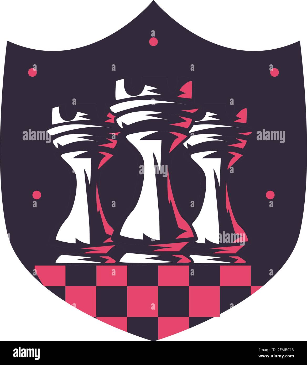 rook chess pieces in shield on white background Stock Vector Image ...