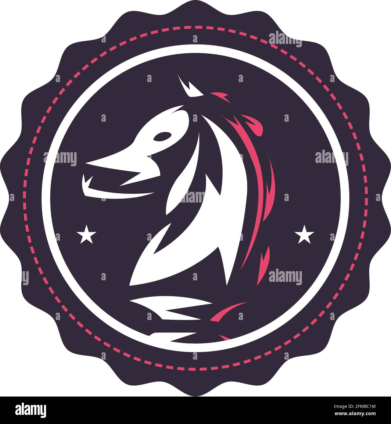 Knight chess piece in seal stamp on white background Stock Vector Image ...