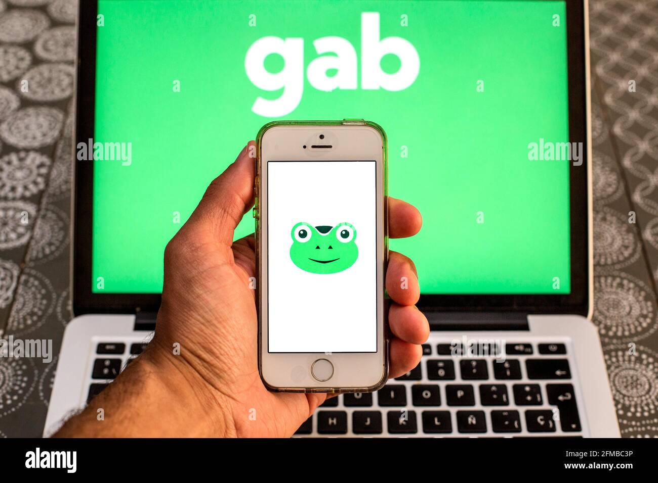 Spain. 06th May, 2021. In this photo illustration a GAB app seen ...