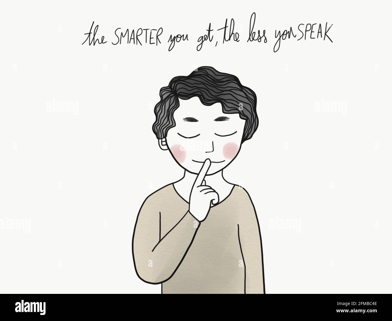 The smarter you get, The less you speak. Man make silence sign by ...