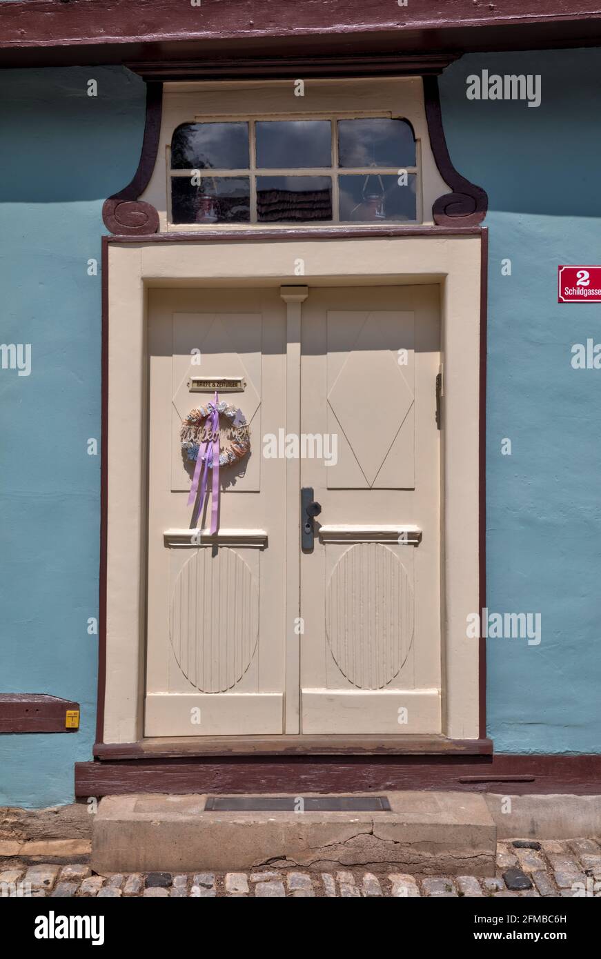 House facade, front door, house entrance, window, old town, summer ...