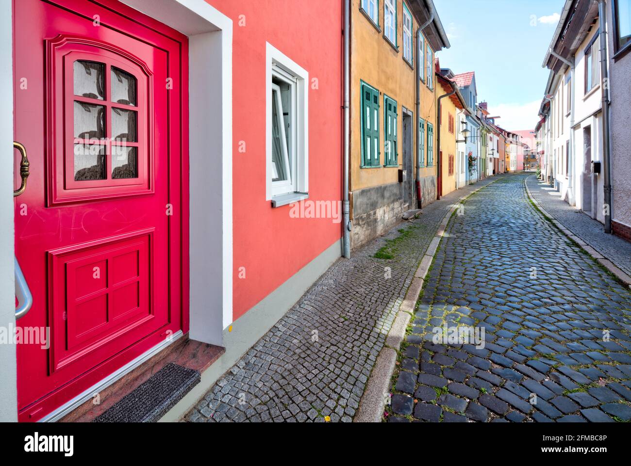 House facade, front door, house entrance, window, alley, cobblestone ...