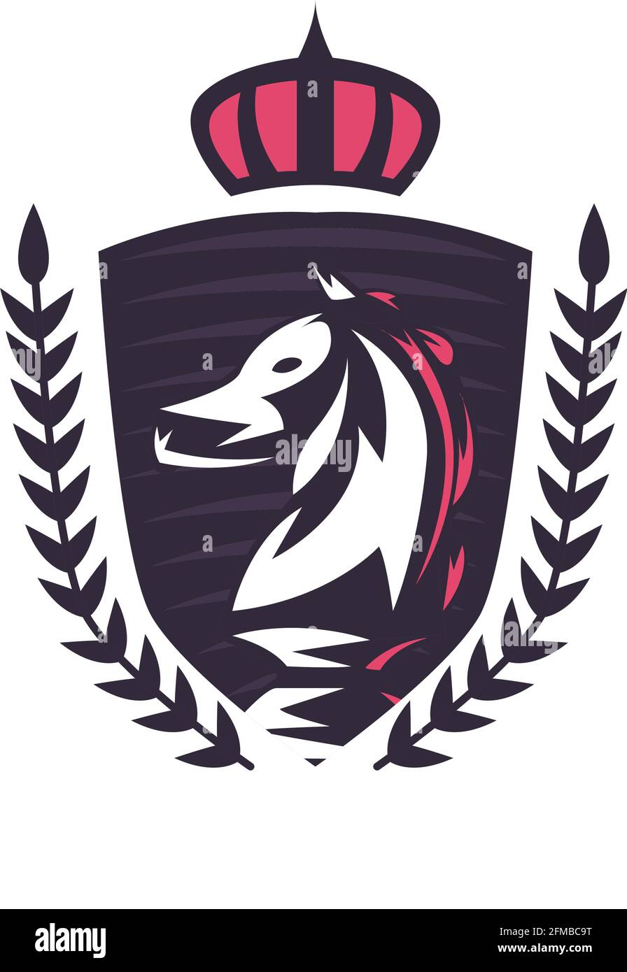 Knight chess piece in shield on white background Stock Vector Image ...