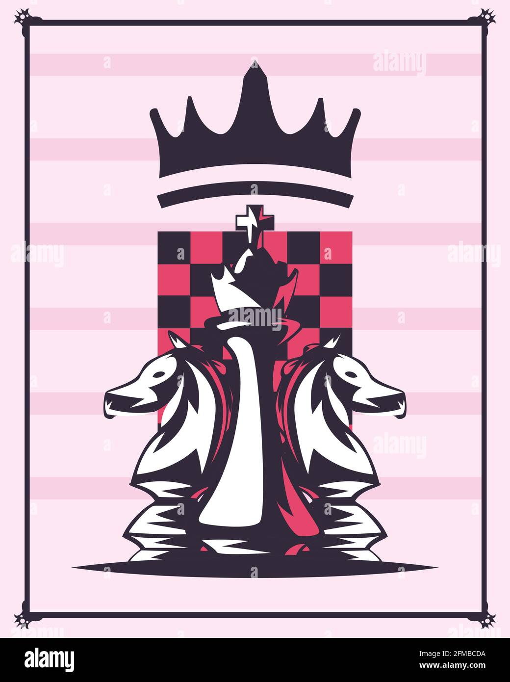 King and knight chess pieces on striped background Stock Vector Image ...