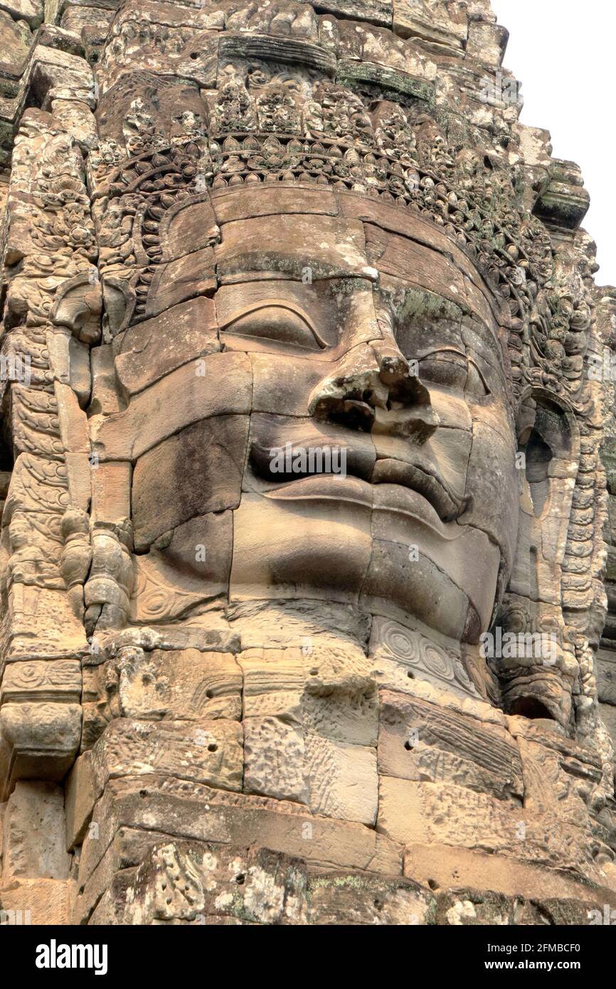 Giant face statue at Angkor Thom Cambodia Stock Photo - Alamy
