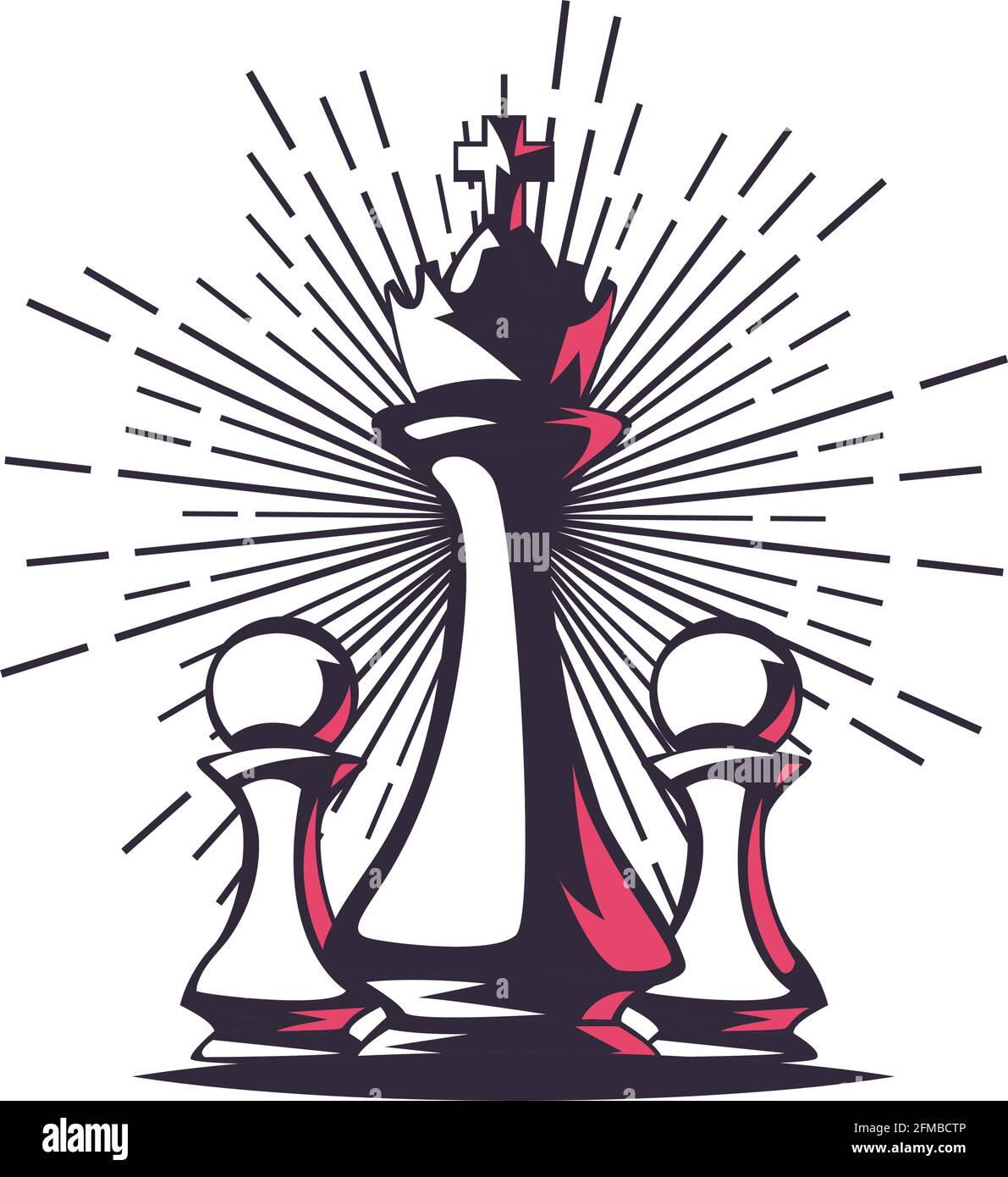 King and pown chess pieces on white background Stock Vector Image & Art ...