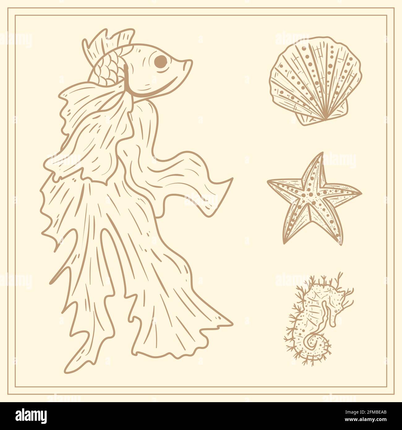 Sea elegant animals labels icon set Stock Vector Image & Art - Alamy