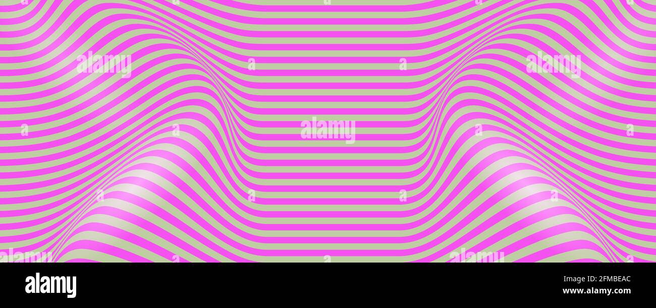 Curved wavy pink lines. Optical pattern with flowing stripes. Halftone ...