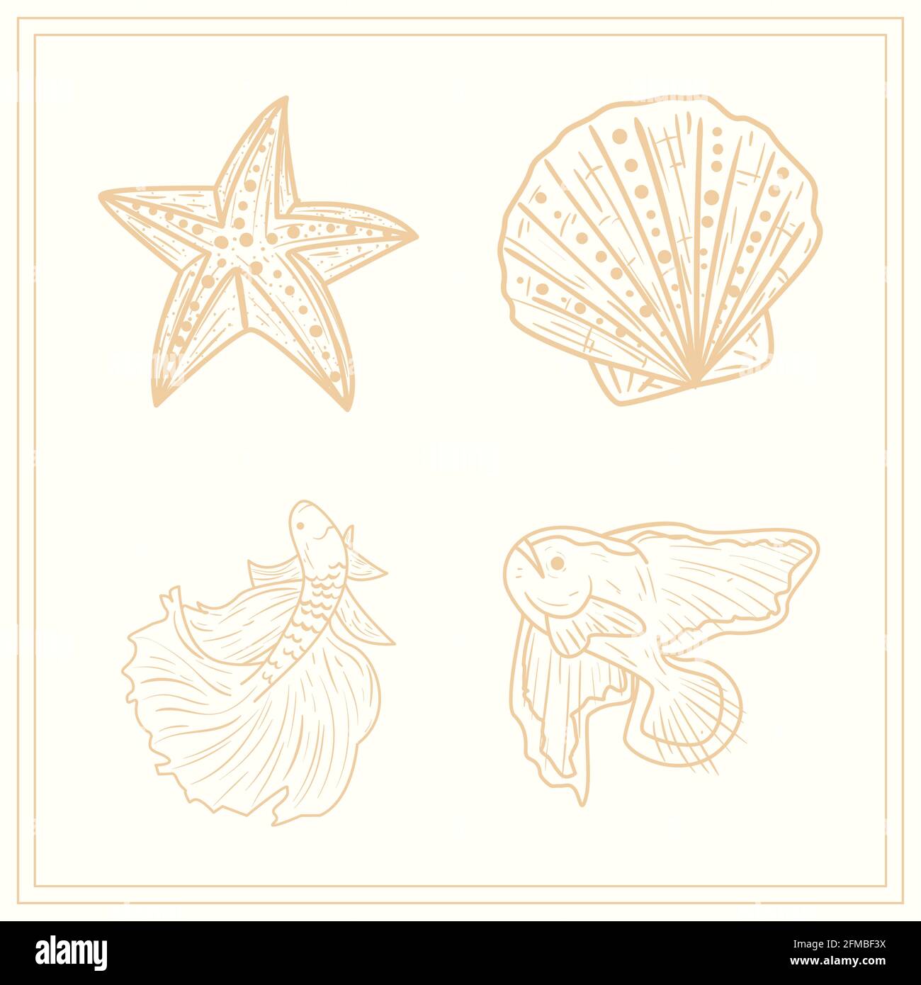 Sea elegant animals labels symbol set Stock Vector Image & Art - Alamy