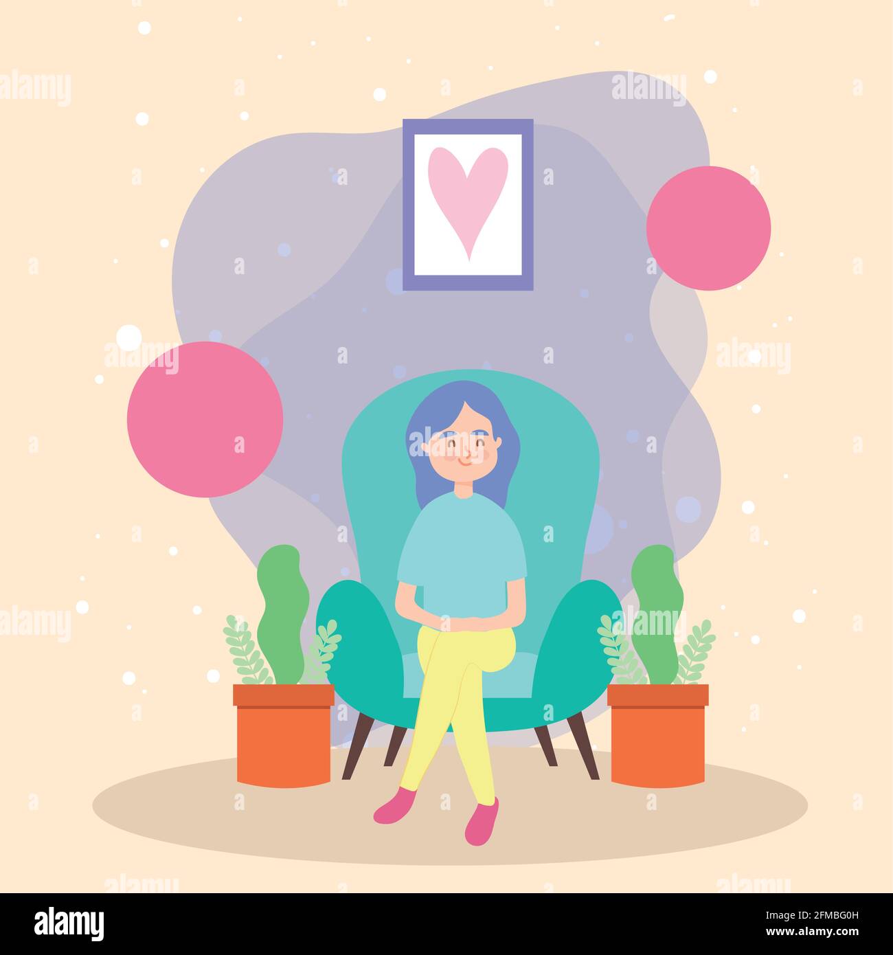 Portrait girl chair Stock Vector Images - Alamy