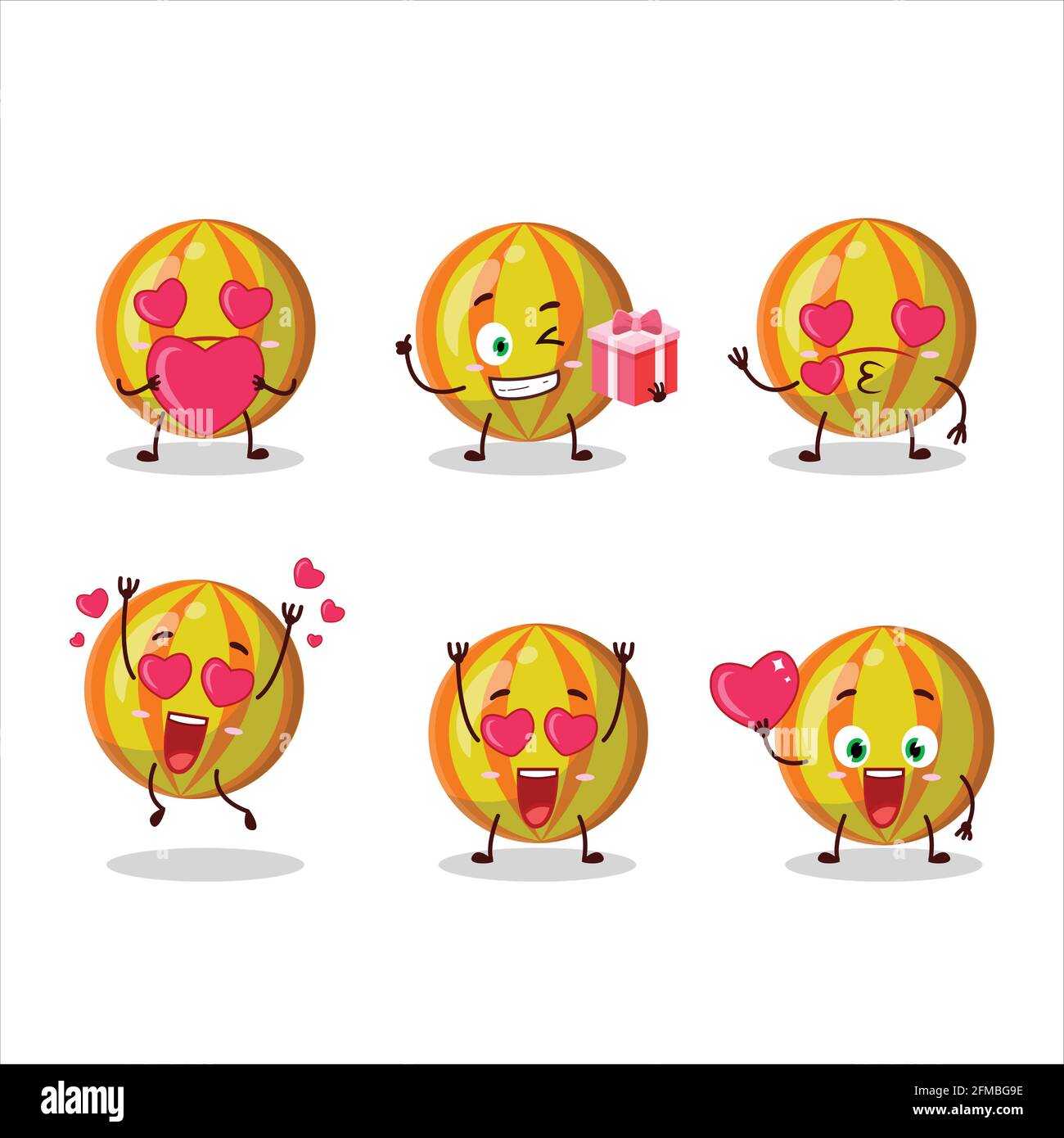 Yellow candy cartoon character with love cute emoticon. Vector ...