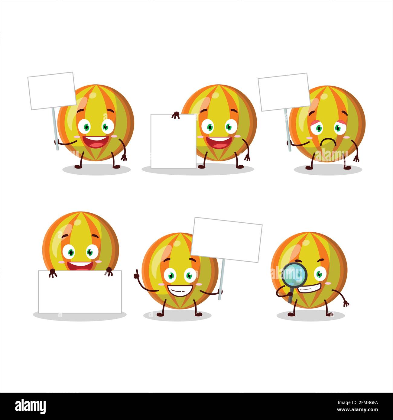 Yellow candy cartoon character bring information board. Vector ...