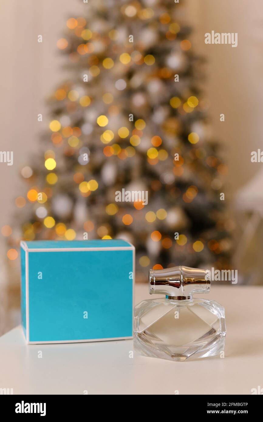 Generic perfume bottles in a gift set on christmas background Stock ...