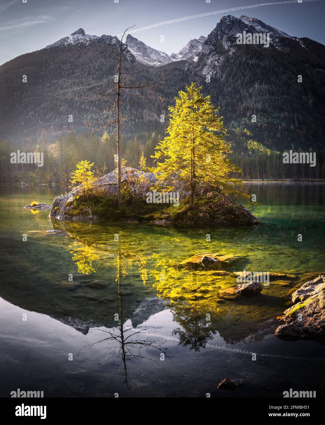 The first light on the Hintersee in Germany Stock Photo - Alamy