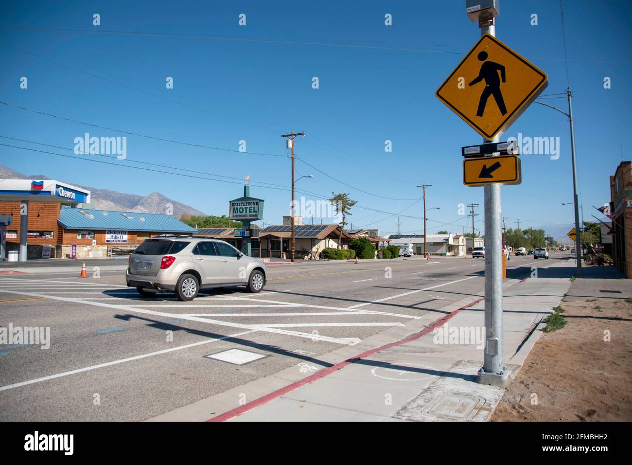 A new crosswalk sign was installed at an intersection in Big Pine, Inyo ...
