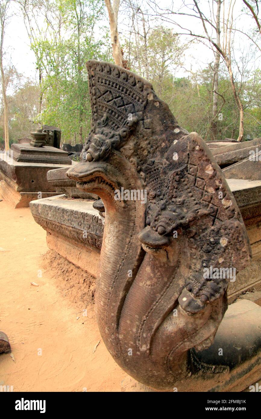 Naga statue at Ruins Beng Mealea Temple Cambodia Stock Photo - Alamy