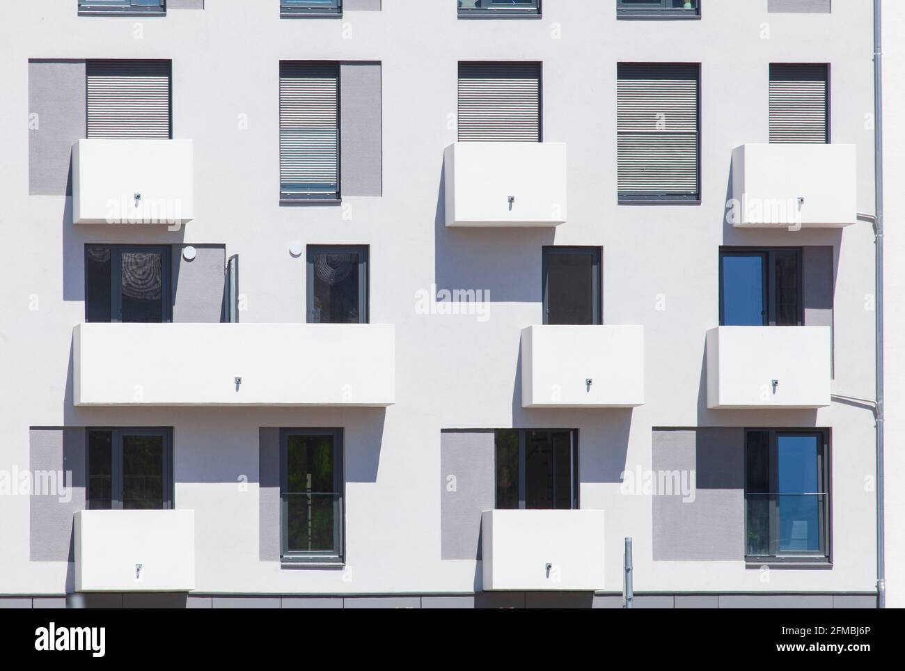 Modern residential building, window front, Rostock, Mecklenburg-Western ...