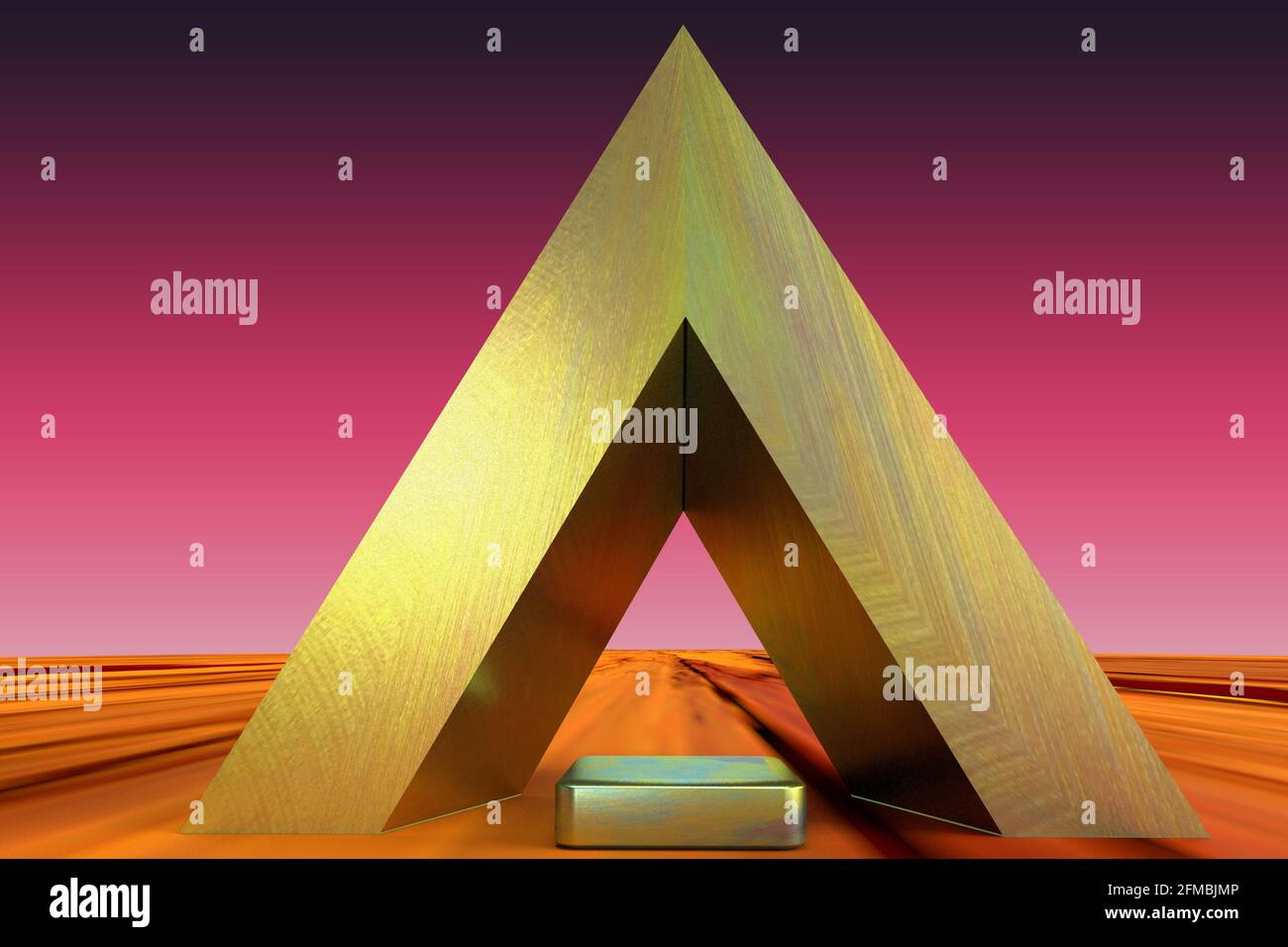 An abstract 3d rendering of a golden triangle shape background image ...