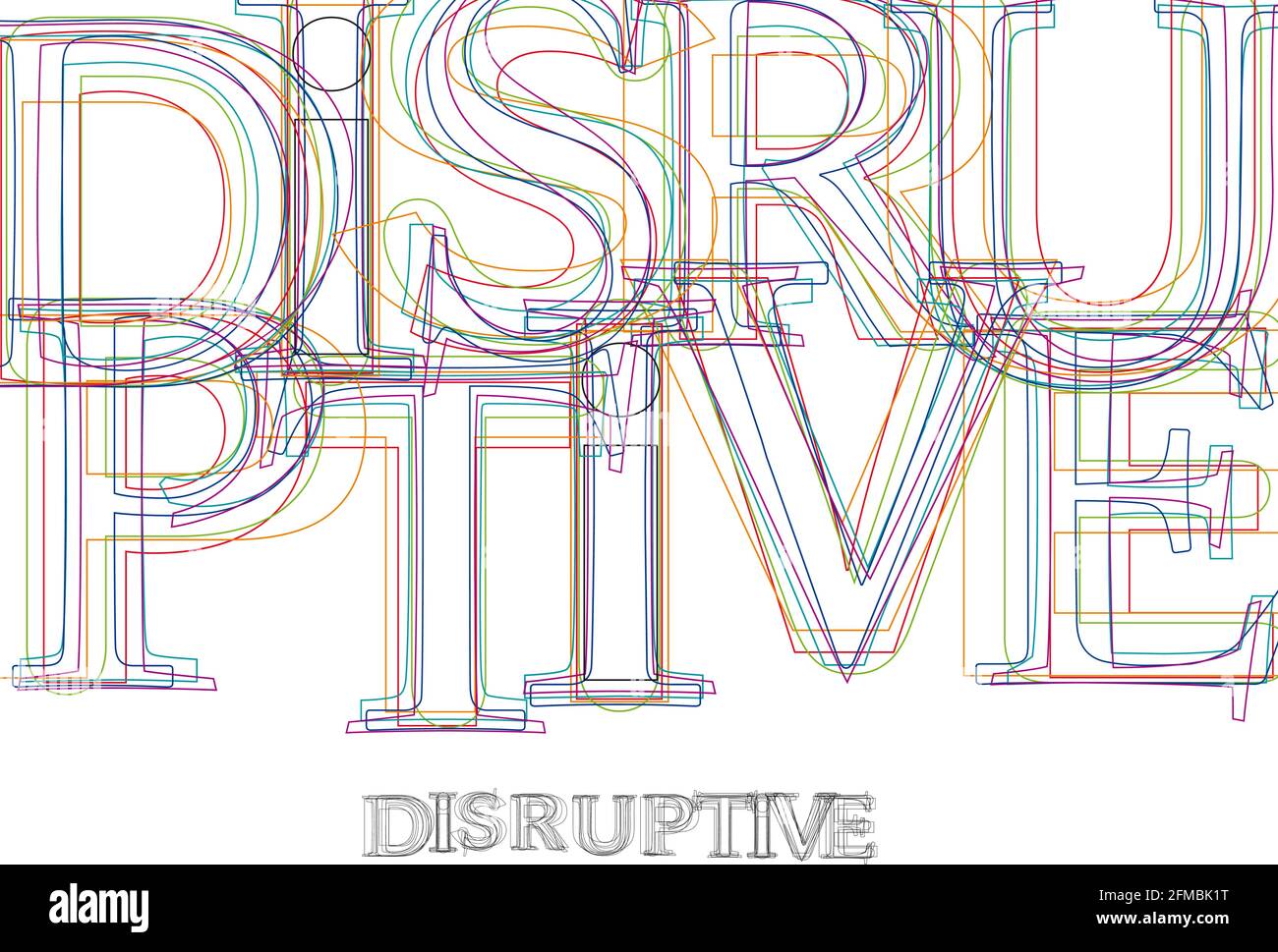 Vector word Disruptive, made with colorful lines in confusion Stock ...