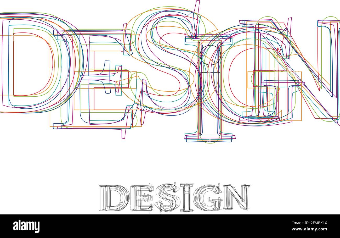 Vector word Design, made with colorful lines in confusion Stock Vector ...