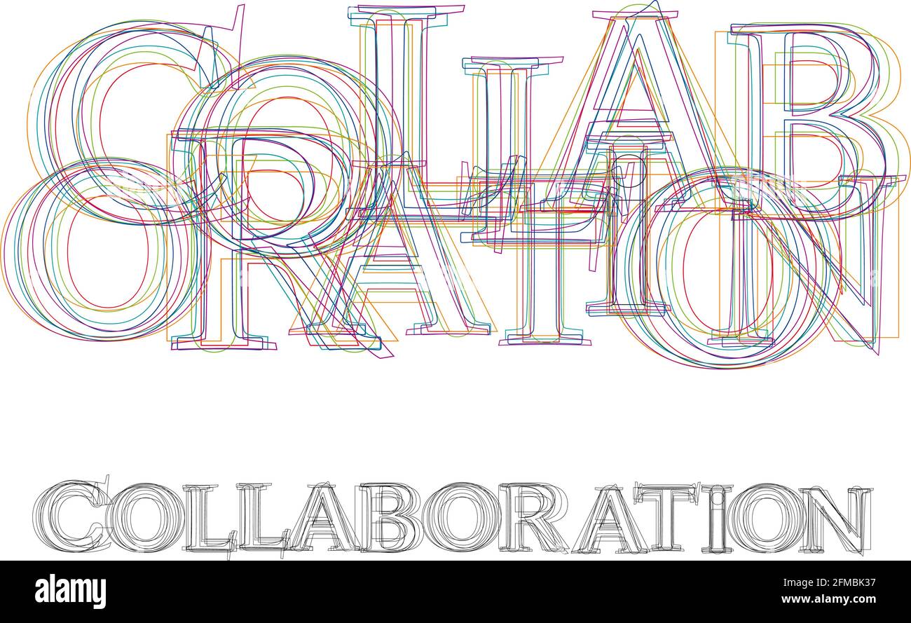 Vector word Collaboration, made with colorful lines in confusion Stock ...