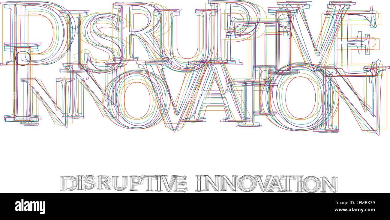 Vector word Disruptive Innovation, made with colorful lines in ...