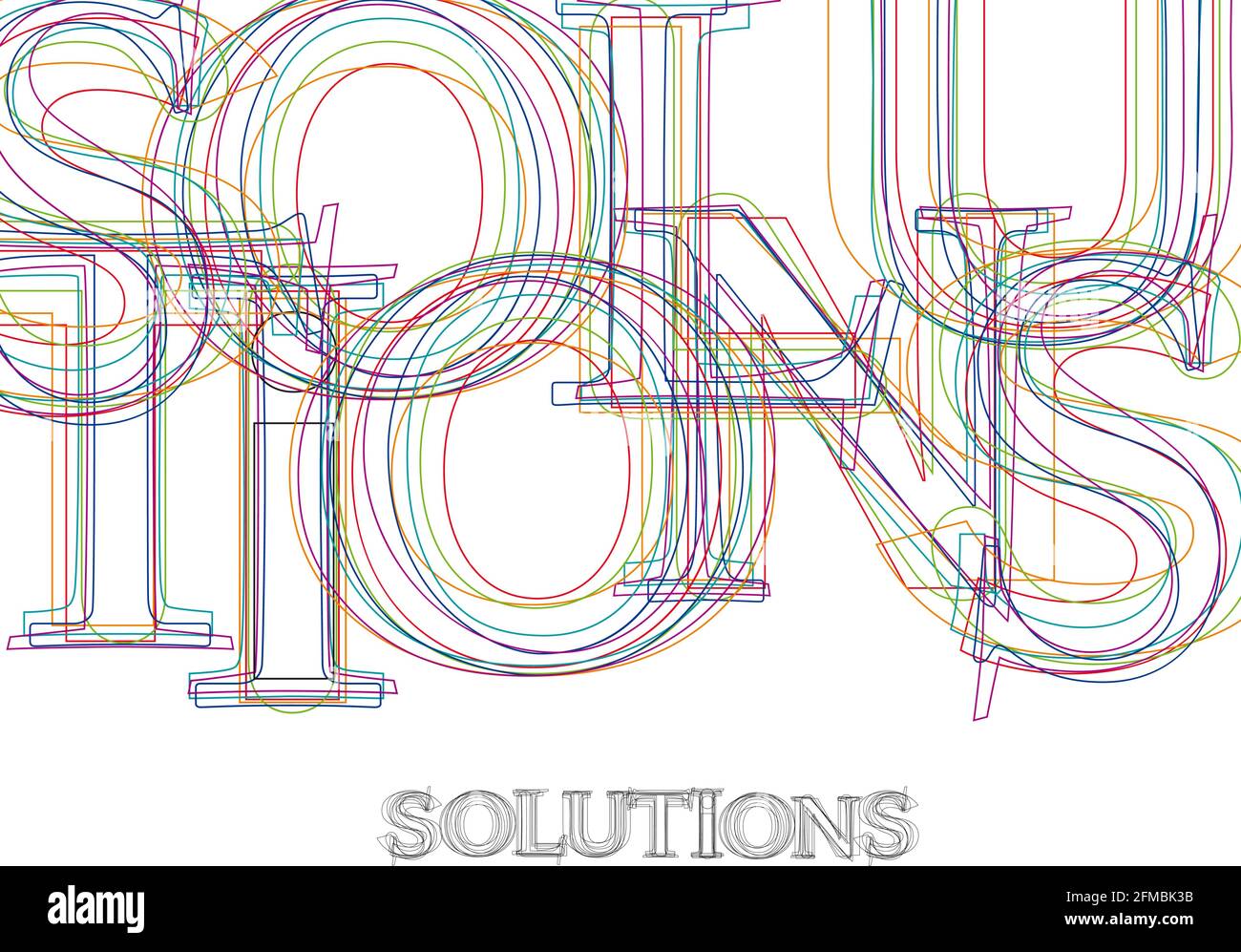 Vector word Solutions, made with colorful lines in confusion Stock ...