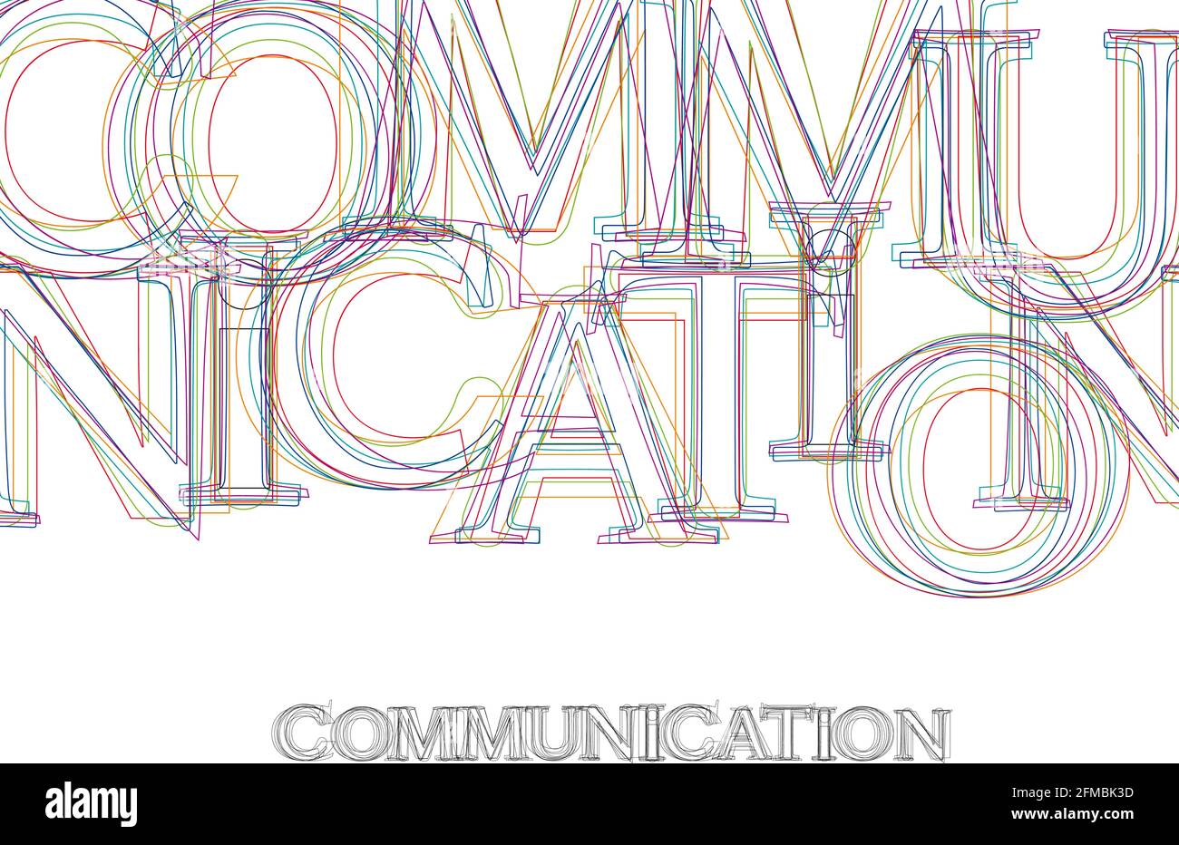 Vector word Communication, made with colorful lines in confusion Stock ...