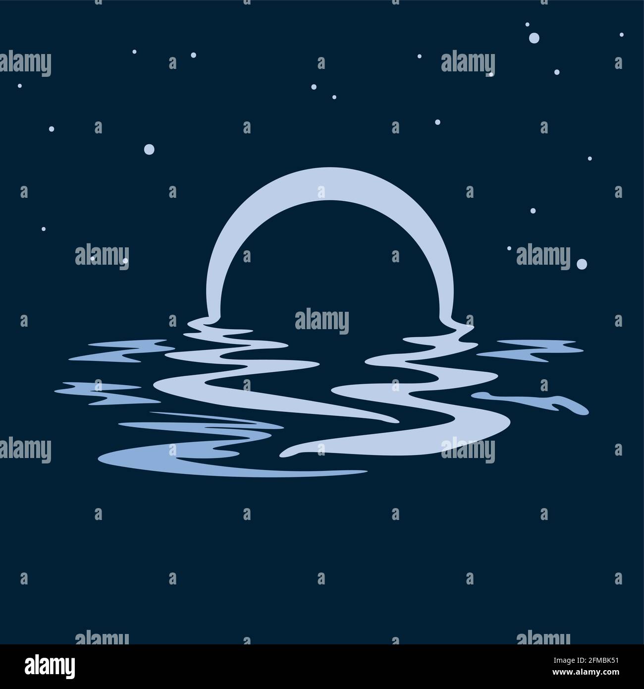 Vector abstract moon reflecting on the sea Stock Vector Image & Art - Alamy