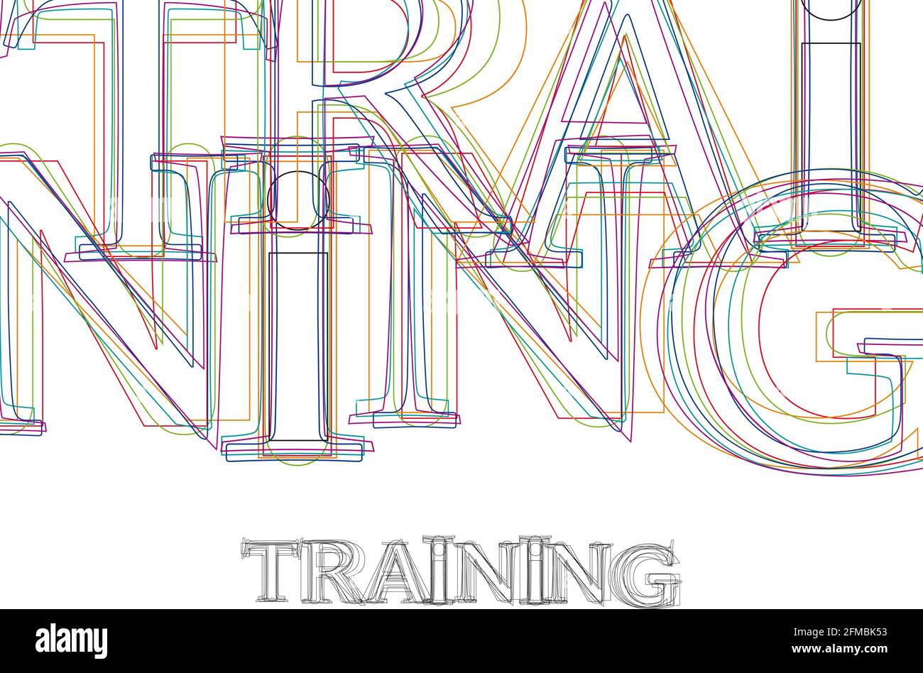 Vector word Training, made with colorful lines in confusion Stock ...
