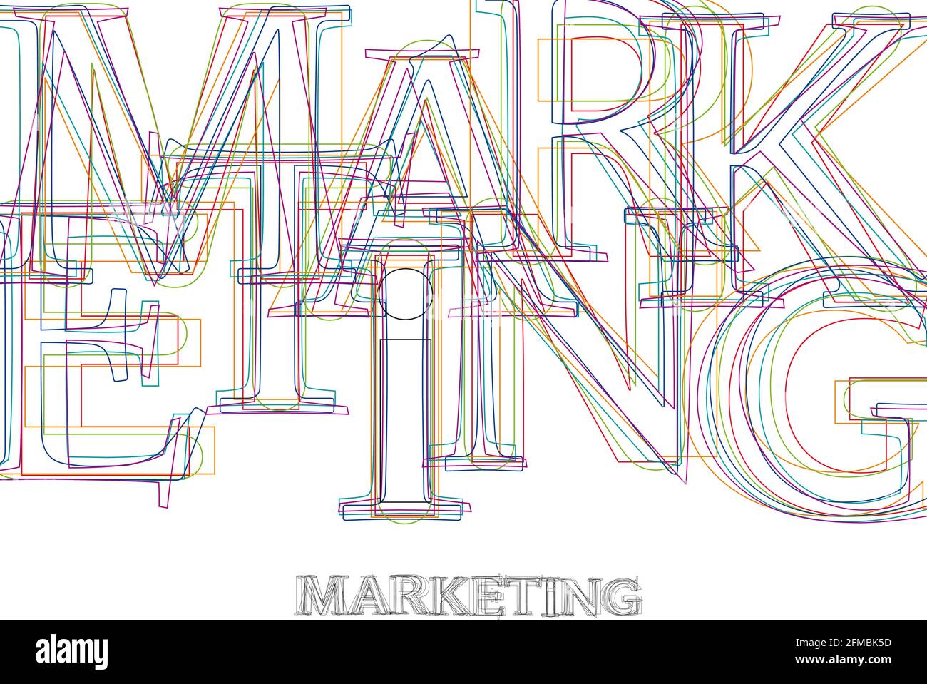 Vector word Marketing, made with colorful lines in confusion Stock ...