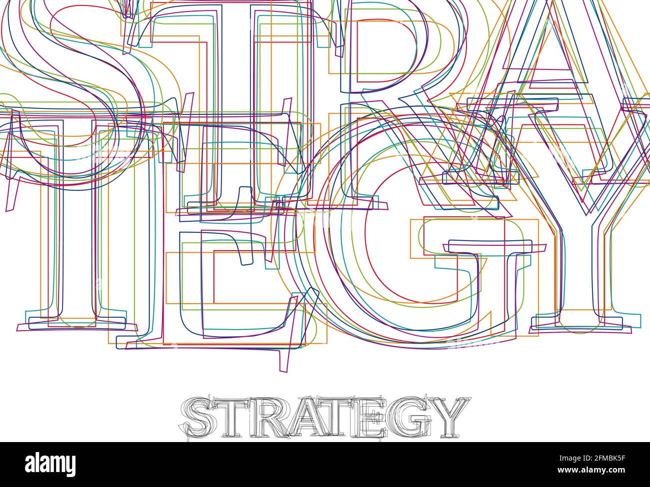 Vector word Strategy, made with colorful lines in confusion Stock ...