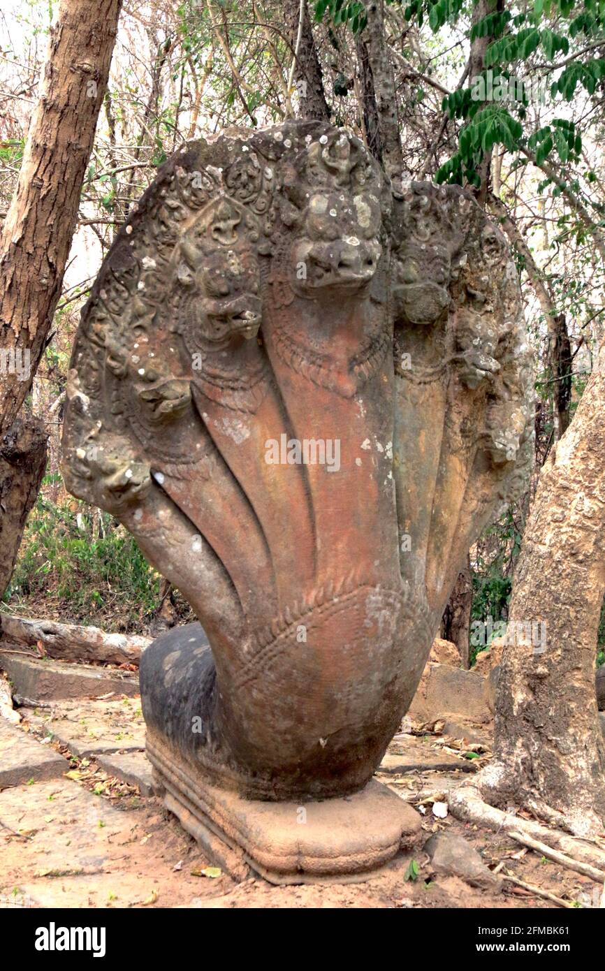 Naga statue at Ruins Beng Mealea Temple Cambodia Stock Photo - Alamy