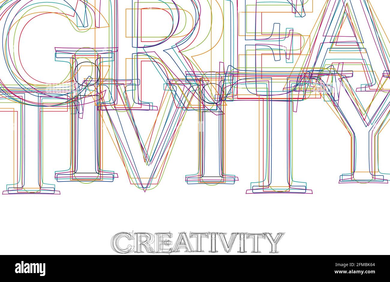 Vector word Creativity, made with colorful lines in confusion Stock ...