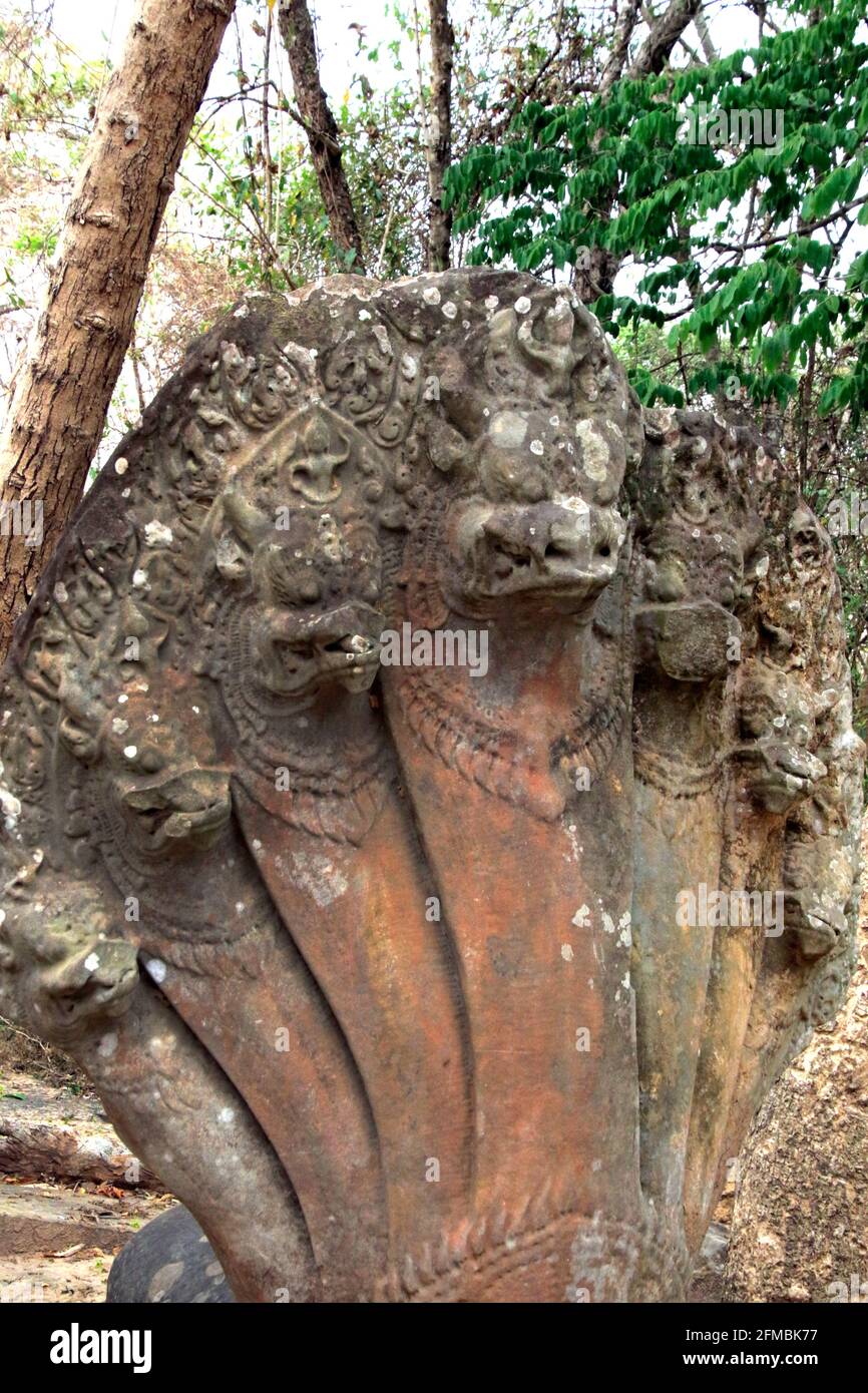 Naga statue at Ruins Beng Mealea Temple Cambodia Stock Photo - Alamy