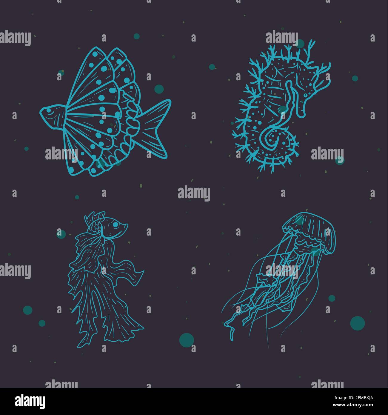 Sea elegant animals labels icon collection Stock Vector Image & Art - Alamy