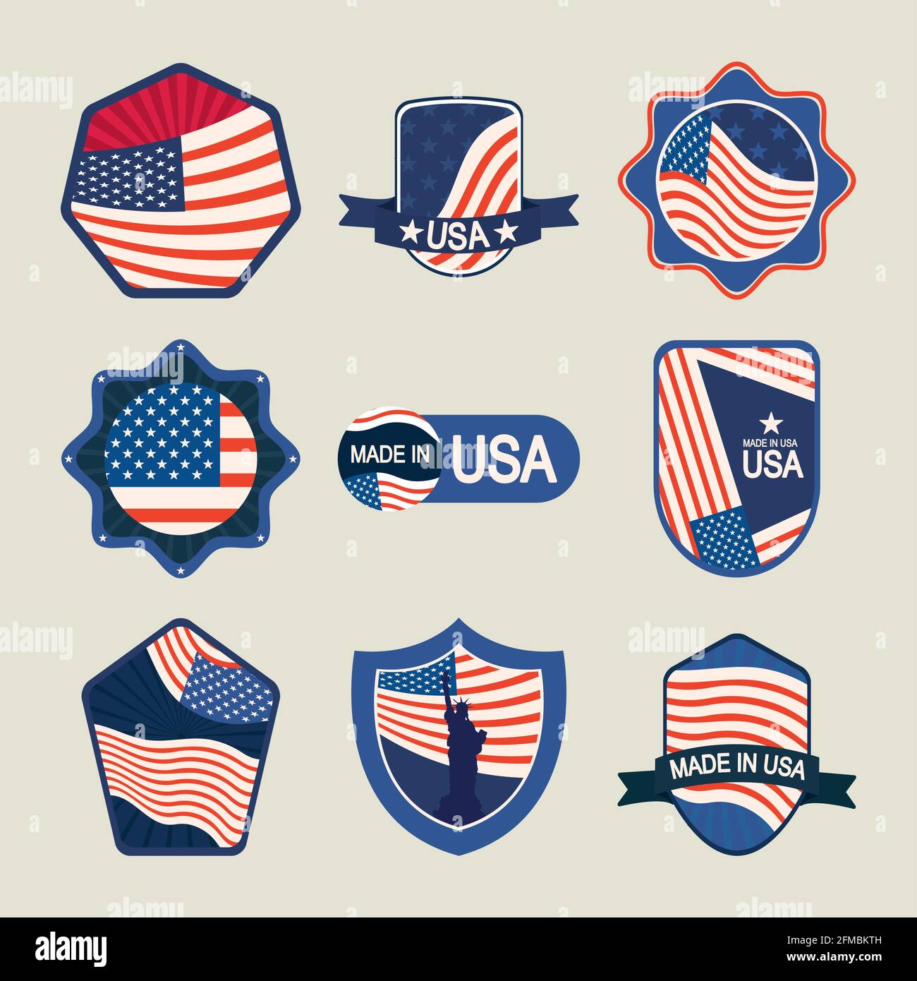 usa flag labels icon set Stock Vector Image & Art - Alamy