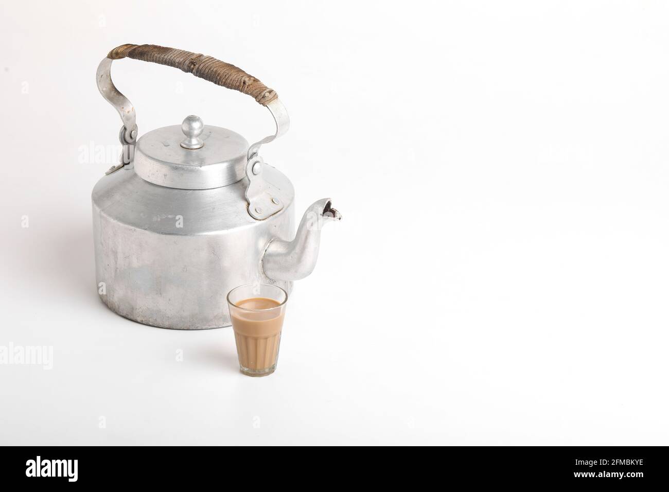 aluminum tea pot or kettle with rusk on white background Stock Photo ...