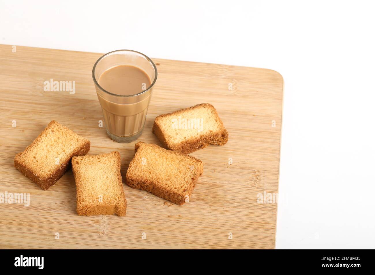 rusk with cup of tea with wood background Stock Photo - Alamy