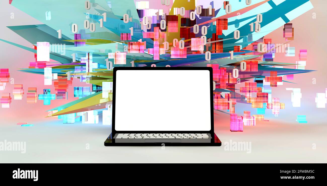 Exploring the Internet on a Computer Laptop with Copy Space Stock Photo ...