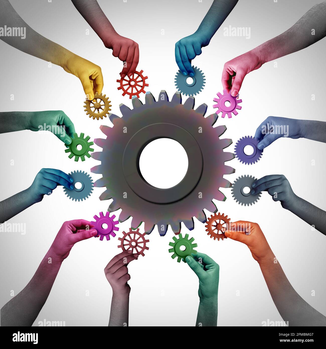 Together in business as a teamwork unity and employment or employee ...