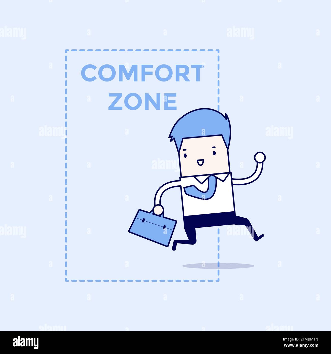 Businessman jumping out of the comfort zone to success. Cartoon ...