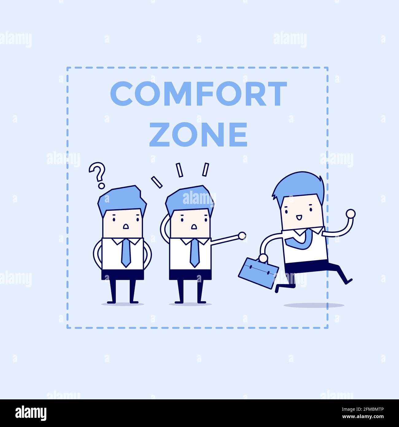 Businessman exit from comfort zone. Cartoon character thin line style vector Stock Vector Image ...