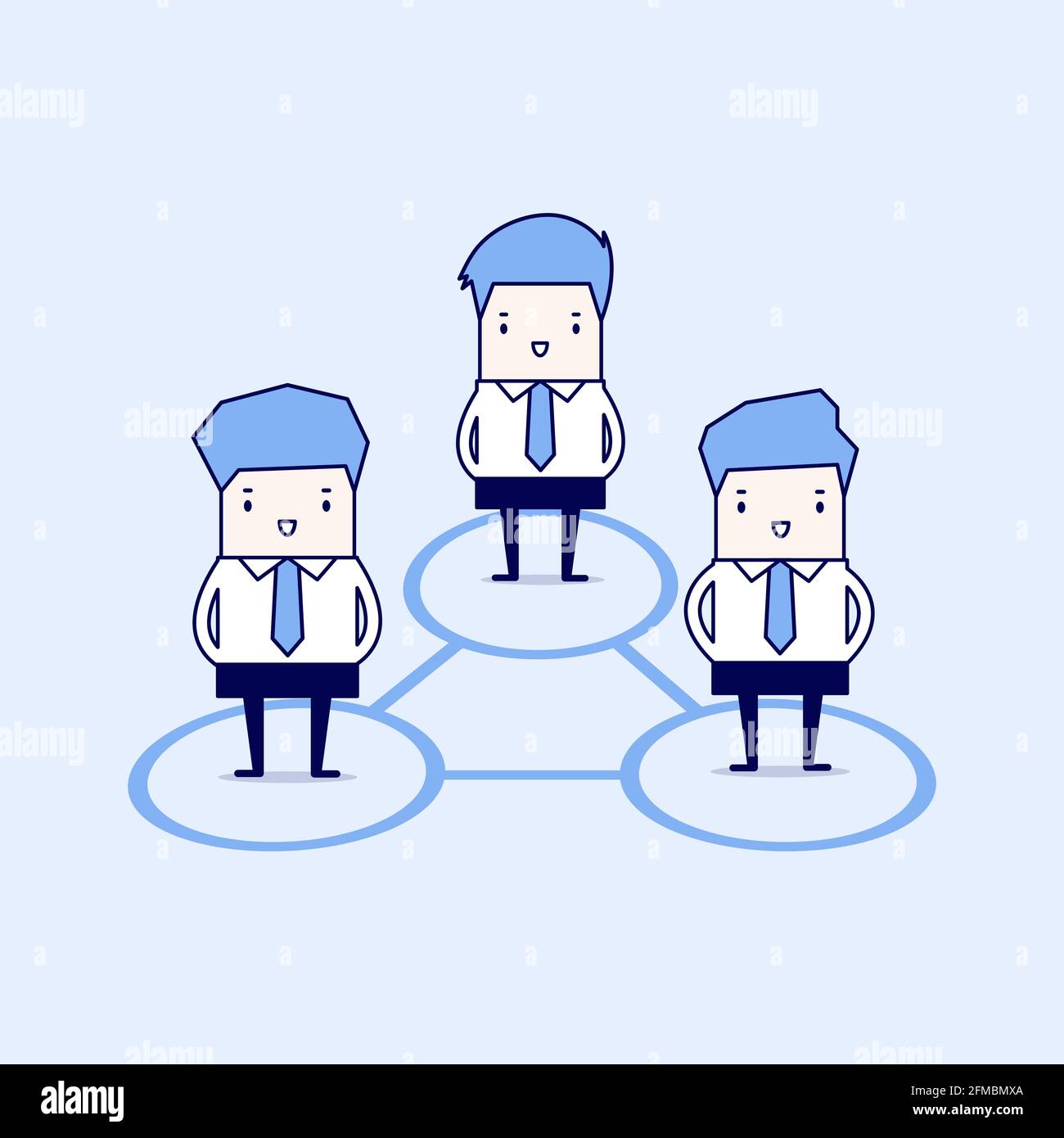 Business Connections. Cartoon character thin line style vector Stock ...