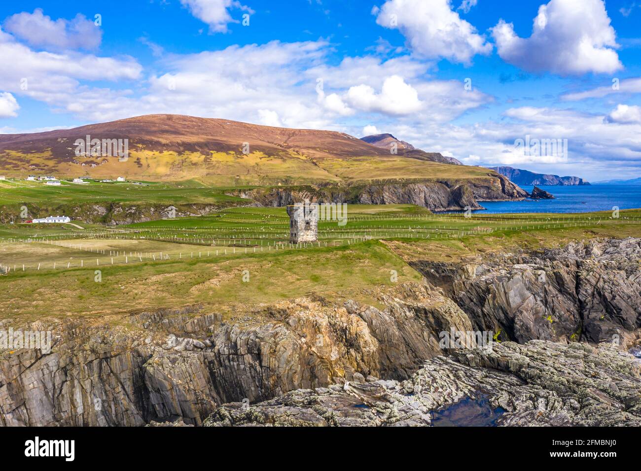 Aerial view of the Napoleonic Signal Tower in Malin Beg - County ...