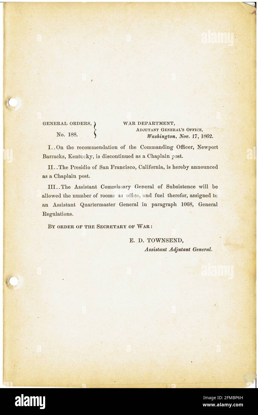 CSA - USA - Civil War - Guerre de Secession general order n°188 du 17 ...