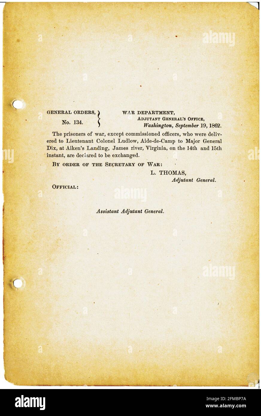 CSA - USA - Civil War - Guerre de Secession general order n°134 du 19 ...