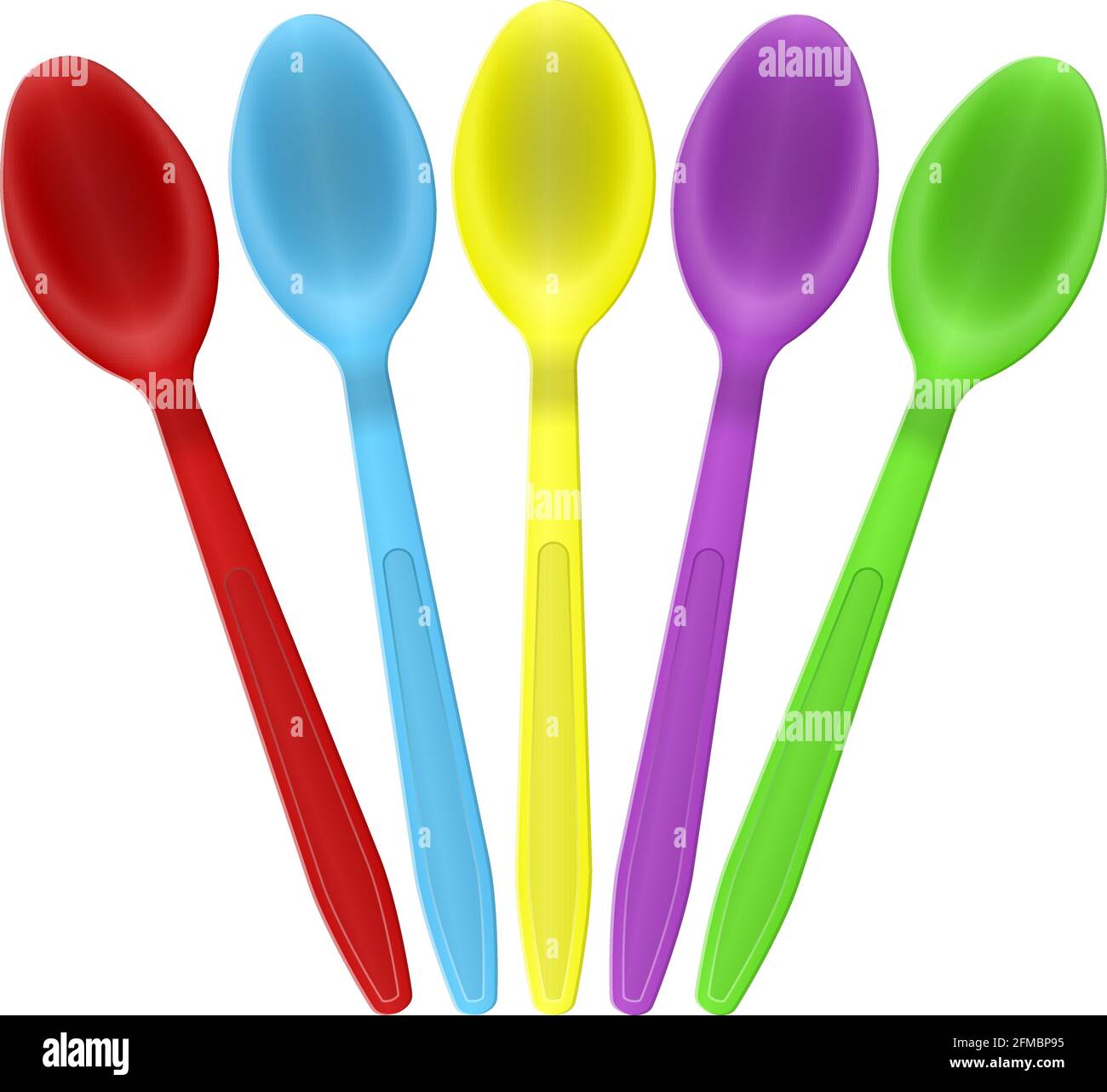 Color plastic spoons on a white background. Vector illustration Stock ...
