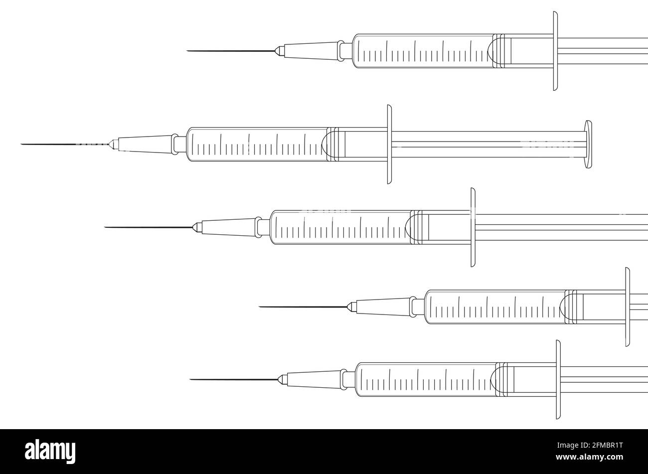 Medical syringe, injection needle in line art style illustration Stock ...